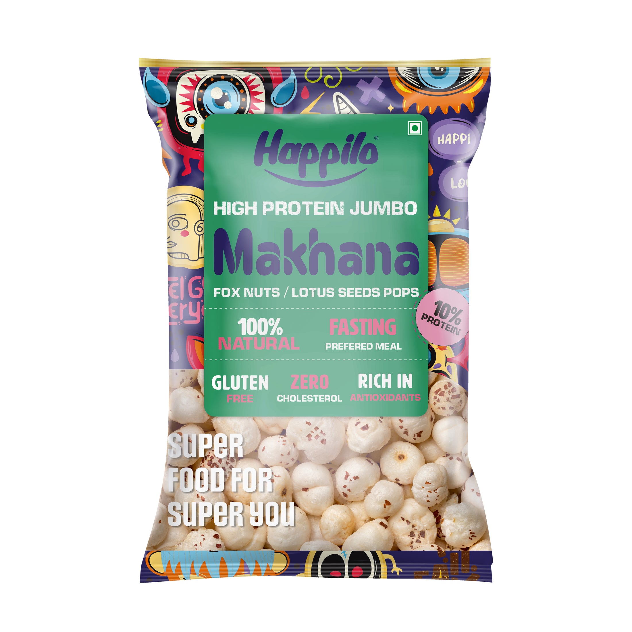 Happilo Premium Jumbo Fox Nuts (Phool Makhana) 200g, Healthy Snack Low